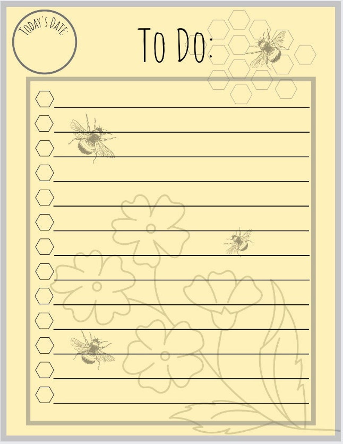 Bee Theme to Do List to Do List Printable to Do Task List - Etsy