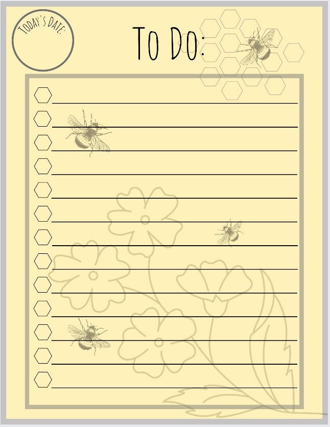 Bee Theme to Do List to Do List Printable to Do Task List - Etsy