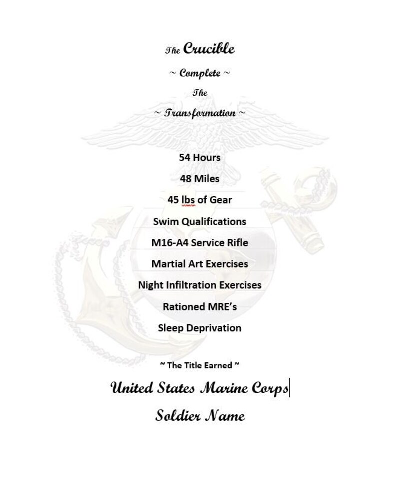 USMC Crucible Printable DIY Candle Template Etsy