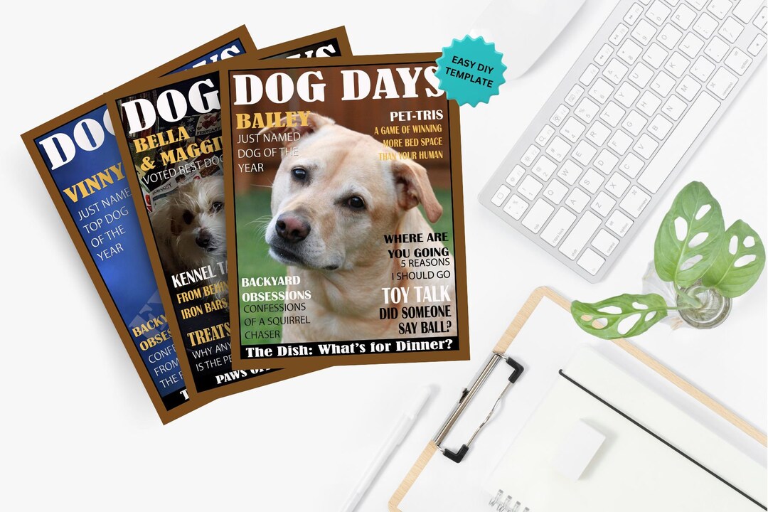 Dog Magazine, Magazine Cover Template for Dogs, Cats, Animals, - Etsy