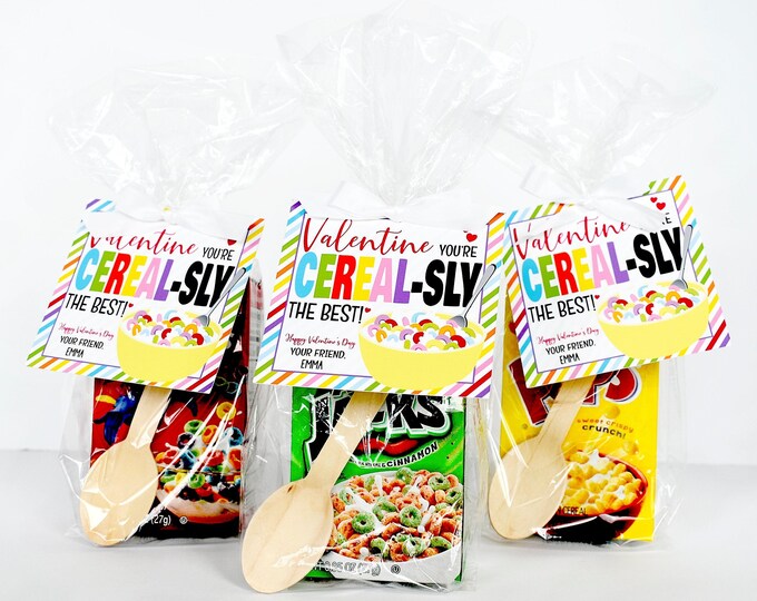 Cereal Valentine's Tags, Cereal Valentines, Printable Valentine Cards ...