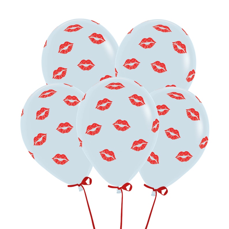 Red Lips Balloon Glitter Kissy Lips Balloon Valentine's - Etsy