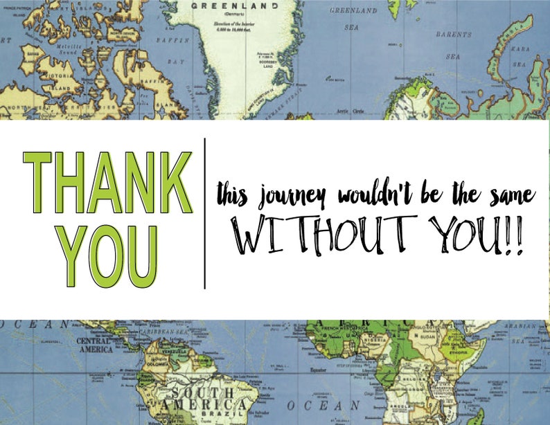 Adventure Awaits Thank You Card World Map Thank You Travel | Etsy