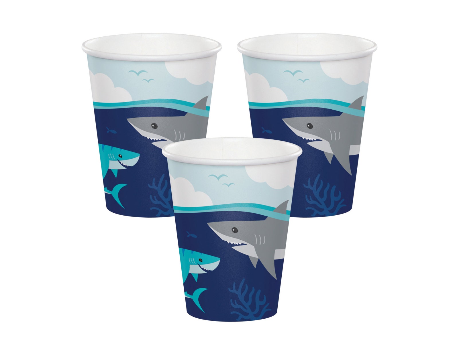 Shark Party Cups Shark Cups Shark Attack Birthday Shark | Etsy