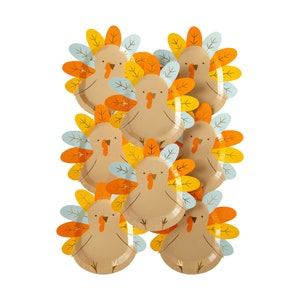 Turkey Shaped Plates 8ct, Turkey Party Plates, Thanksgiving Paper ...