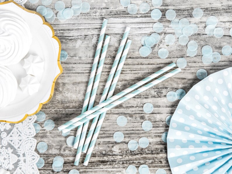 Light Blue and White Striped Straws 10ct Pastel Blue Straws - Etsy