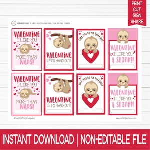 Sloth Valentine, Printable Valentine Cards, Sloth Valentine Cards ...