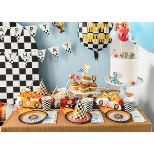 Race Car Party Plates 6ct, Wheel Shaped Paper Plates, Vintage Race Car ...