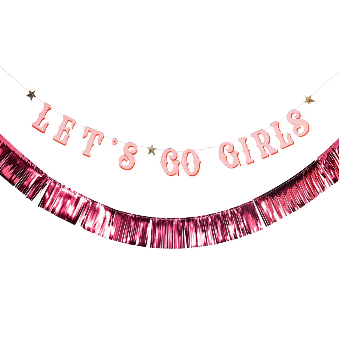 Western Cowgirl Banner, Pink Fringe Banner, Lets Go Girls, Western ...