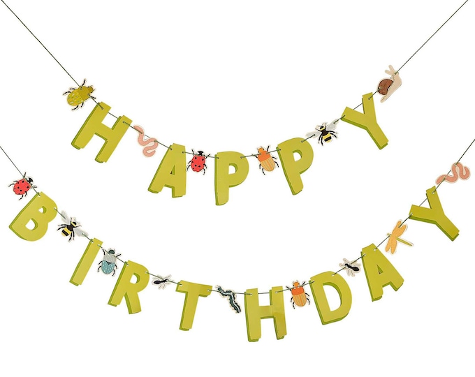 Bug Party Happy Birthday Banner, Insect Banner, Bug Sign, Bug Birthday ...