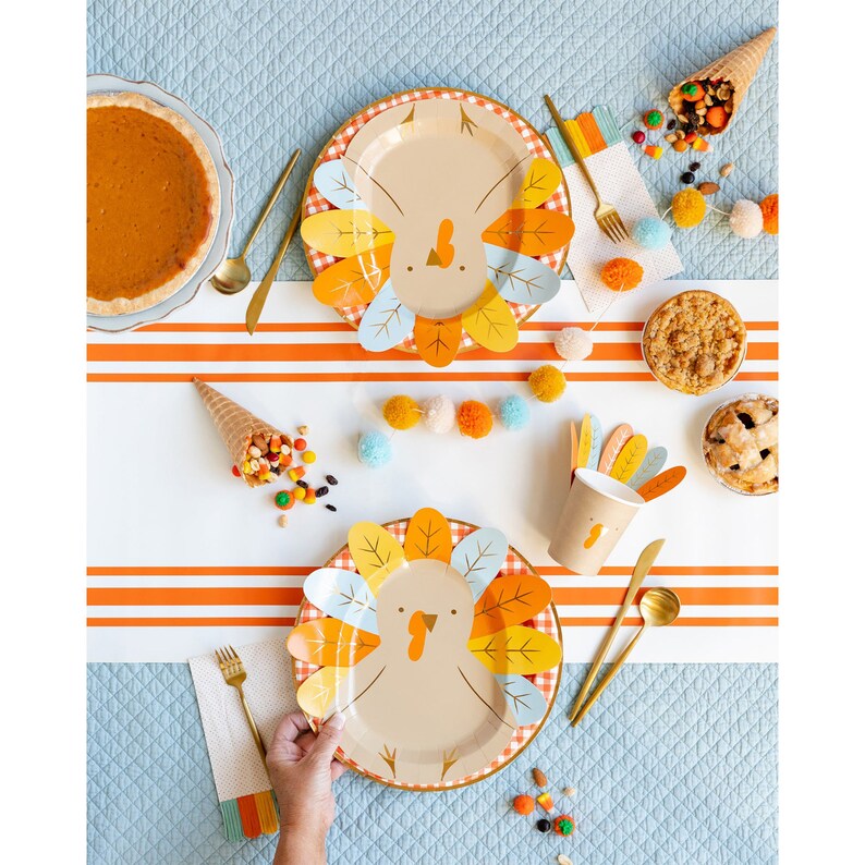Turkey Shaped Plates 8ct Turkey Party Plates Thanksgiving - Etsy