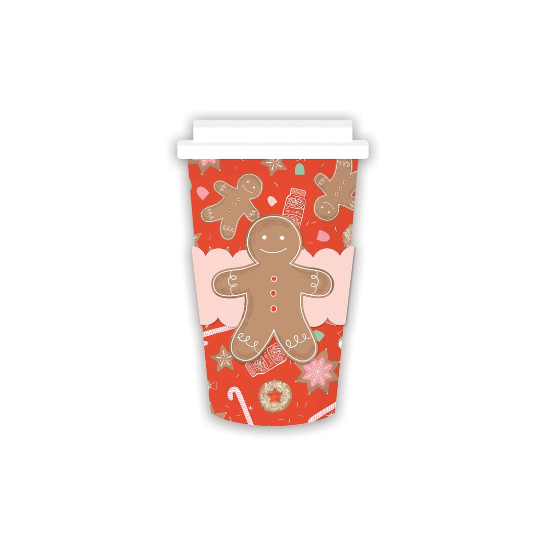 Gingerbread Man Cups With Lids 8ct Christmas Coffee Cups - Etsy