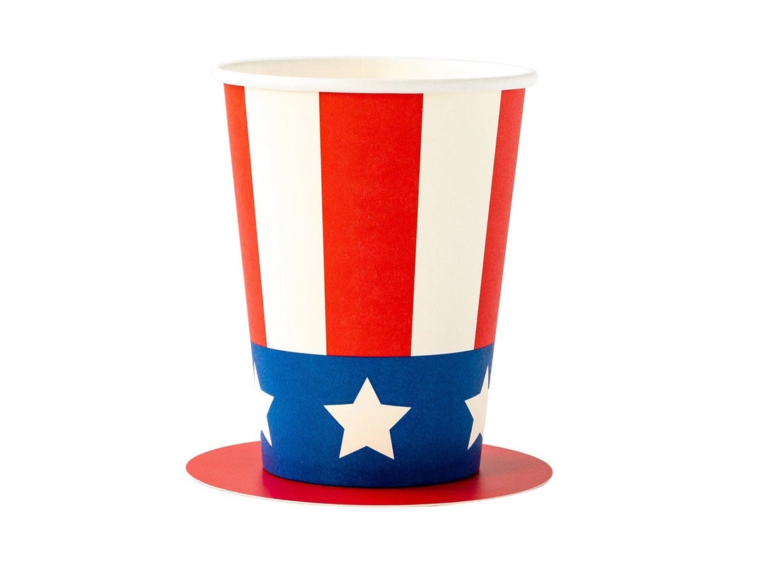 DIY Uncle Sam Hat Paper Cups 8ct, 4th of July Party Cups, Patriotic ...