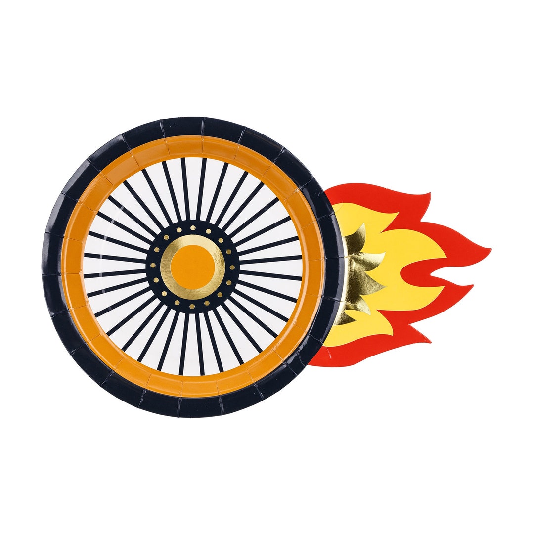 Race Car Party Plates 6ct, Wheel Shaped Paper Plates, Vintage Race Car ...