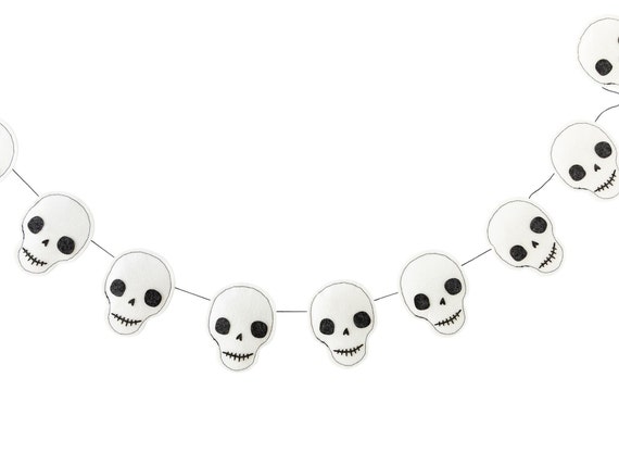 Felt Skull Garland, Skull Banner, Halloween Banner, Skeleton ...