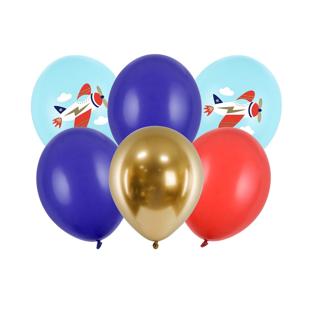 Airplane Balloon Bouquet 6ct, Airplane Party Balloons, Airplane 1st ...