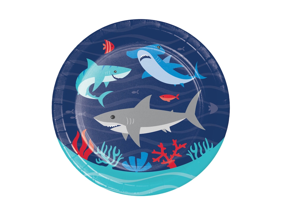 Shark Attack Plates, Shark Dessert Plates, Shark Party Plates, Shark ...