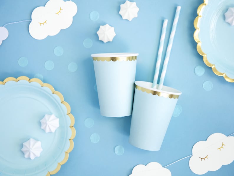 Light Blue and White Striped Straws 10ct Pastel Blue Straws - Etsy