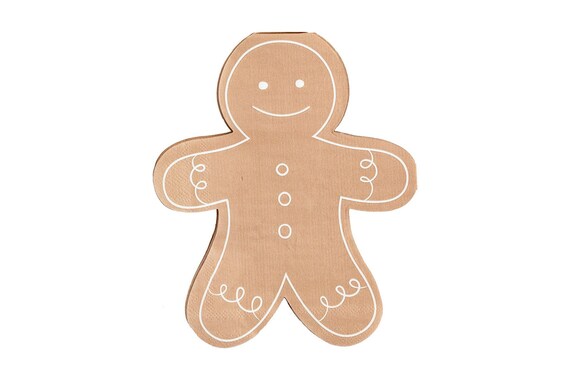 Gingerbread Man Shaped Napkins 24ct, Christmas Napkins, Gingerbread ...