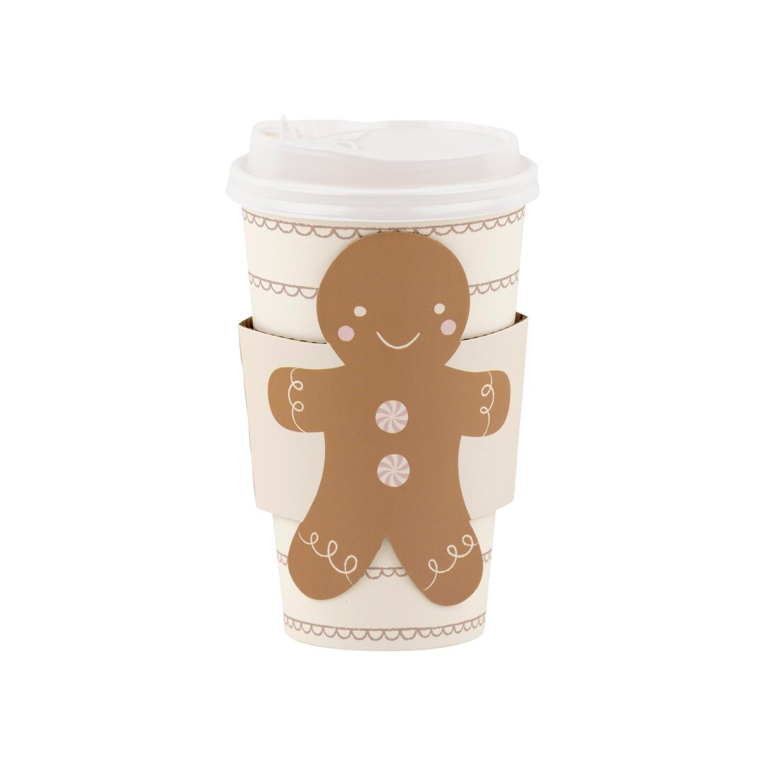 Gingerbread Man Coffee Cups With Lids 8ct, Gingerbread Party Cups ...