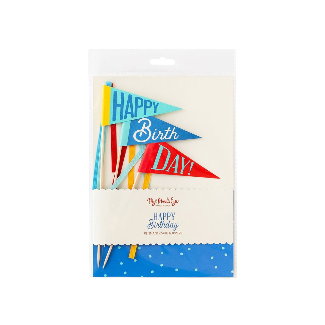 Happy Birthday Pennant Cake Toppers, Birthday Cake Décor, Boy Birthday ...