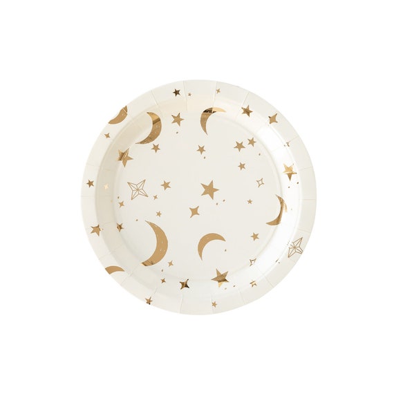 Gold Moon and Star Plates 8ct, Celestial Plates, Twinkle Twinkle Party ...