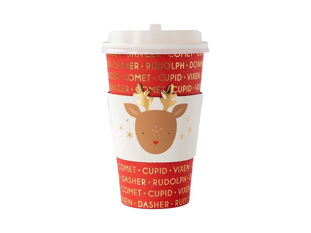 Reindeer Coffee Cups To-go 8ct, Reindeer Cups, Christmas Coffee Cups ...
