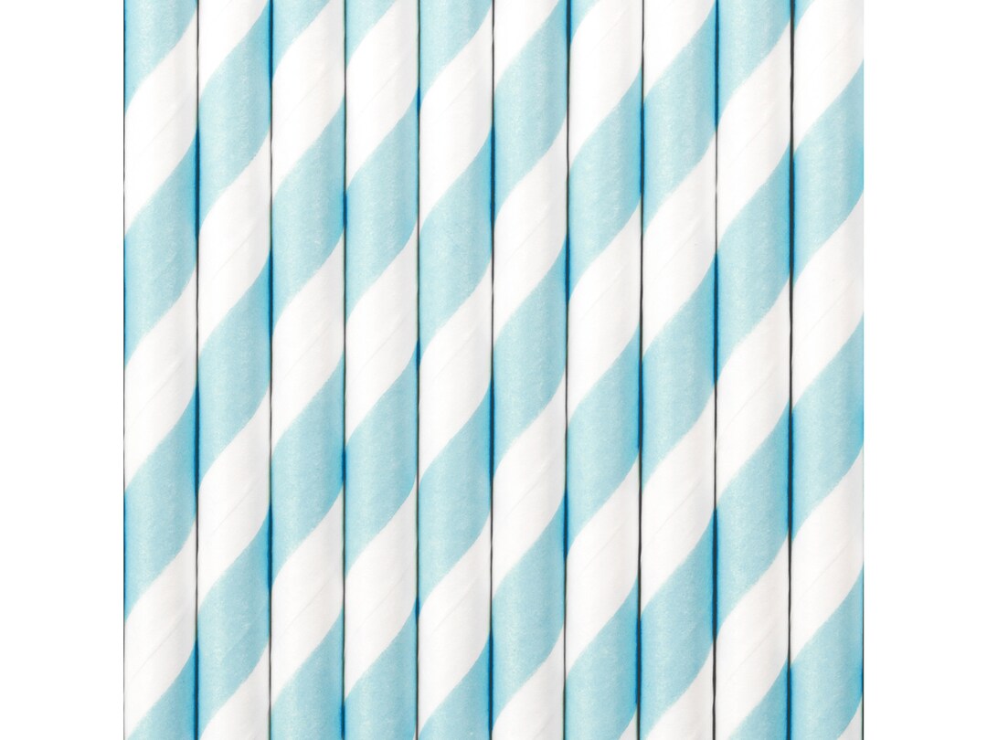 Light Blue and White Striped Straws 10ct, Pastel Blue Straws, Blue ...