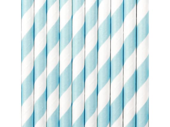 Light Blue and White Striped Straws 10ct Pastel Blue Straws - Etsy