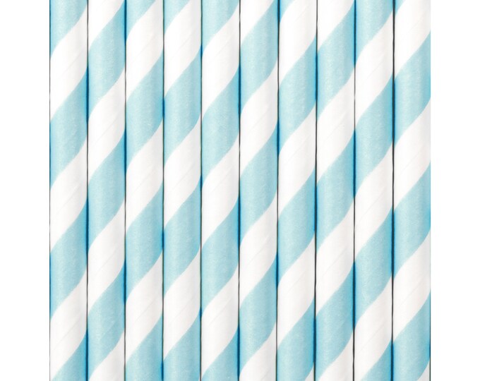 Light Blue and White Striped Straws 10ct, Pastel Blue Straws, Blue ...