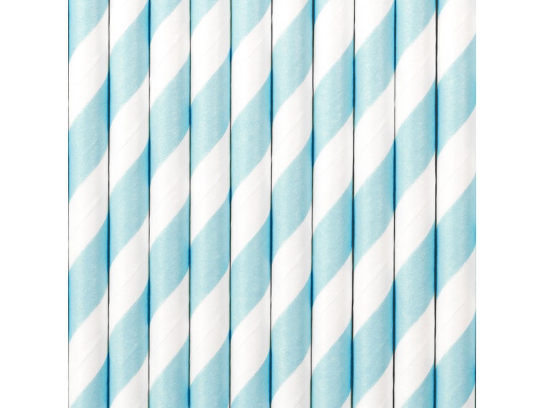 Light Blue and White Striped Straws 10ct Pastel Blue Straws - Etsy