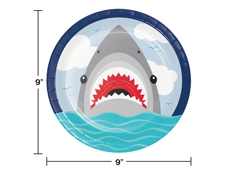 Shark Party Plates, 8 Shark Plates, Shark Attack Plates, Shark Birthday ...