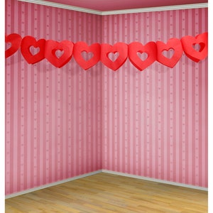 Valentine Heart Tissue Paper Garland, Red Heart Garland, Heart Banner ...