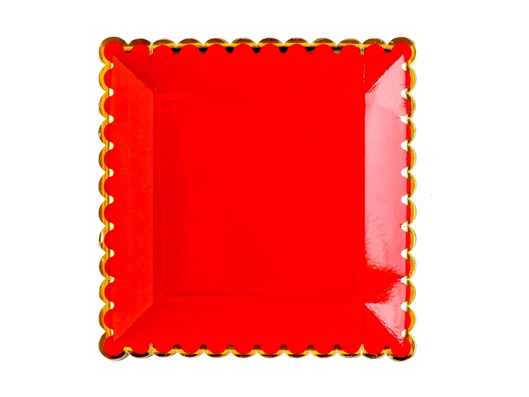 Red Scalloped Plates 8ct, Valentine Paper Plates, Valentine Dinner ...