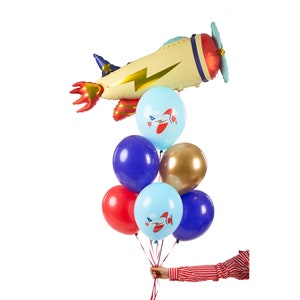 Airplane Balloon Bouquet 6ct, Airplane Party Balloons, Airplane 1st ...