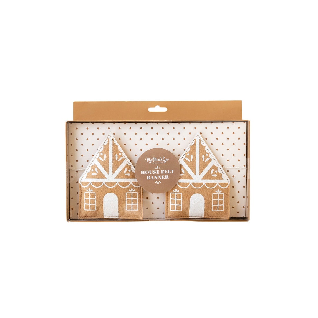 Stuffed Felt Gingerbread House Banner 6ft, Gingerbread Banner ...