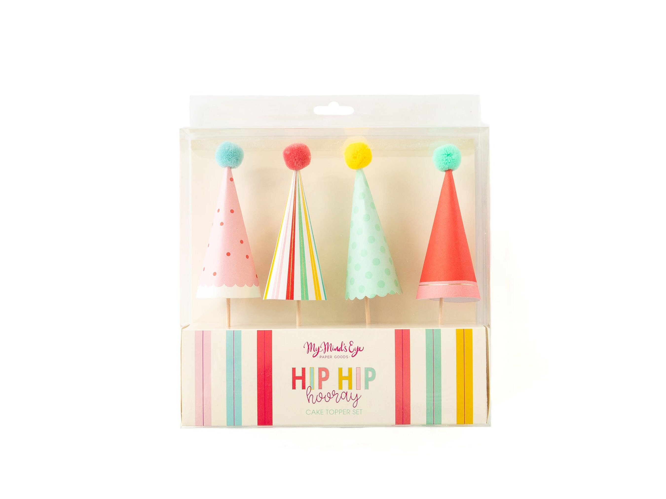 Rainbow Party Hat Cake Topper Birthday Hat Cake Topper Pom | Etsy