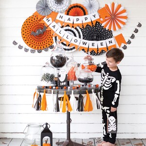 Happy Halloween Banner, Halloween Home Decor, Orange and Black Party ...
