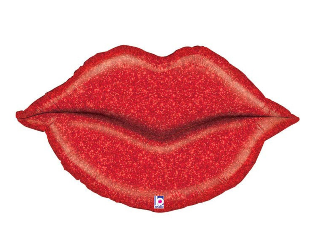 Red Lips Balloon, Glitter Kissy Lips Balloon, Valentine's Day Balloon ...