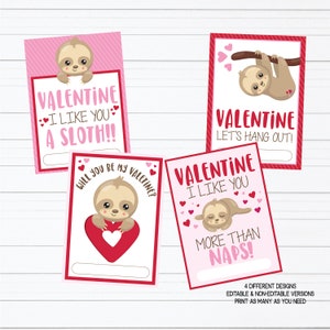 Sloth Valentine, Printable Valentine Cards, Sloth Valentine Cards ...