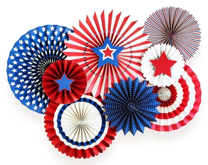 Red, White and Blue Paper Fans, 4th of July Party Fans, July 4th Decor ...