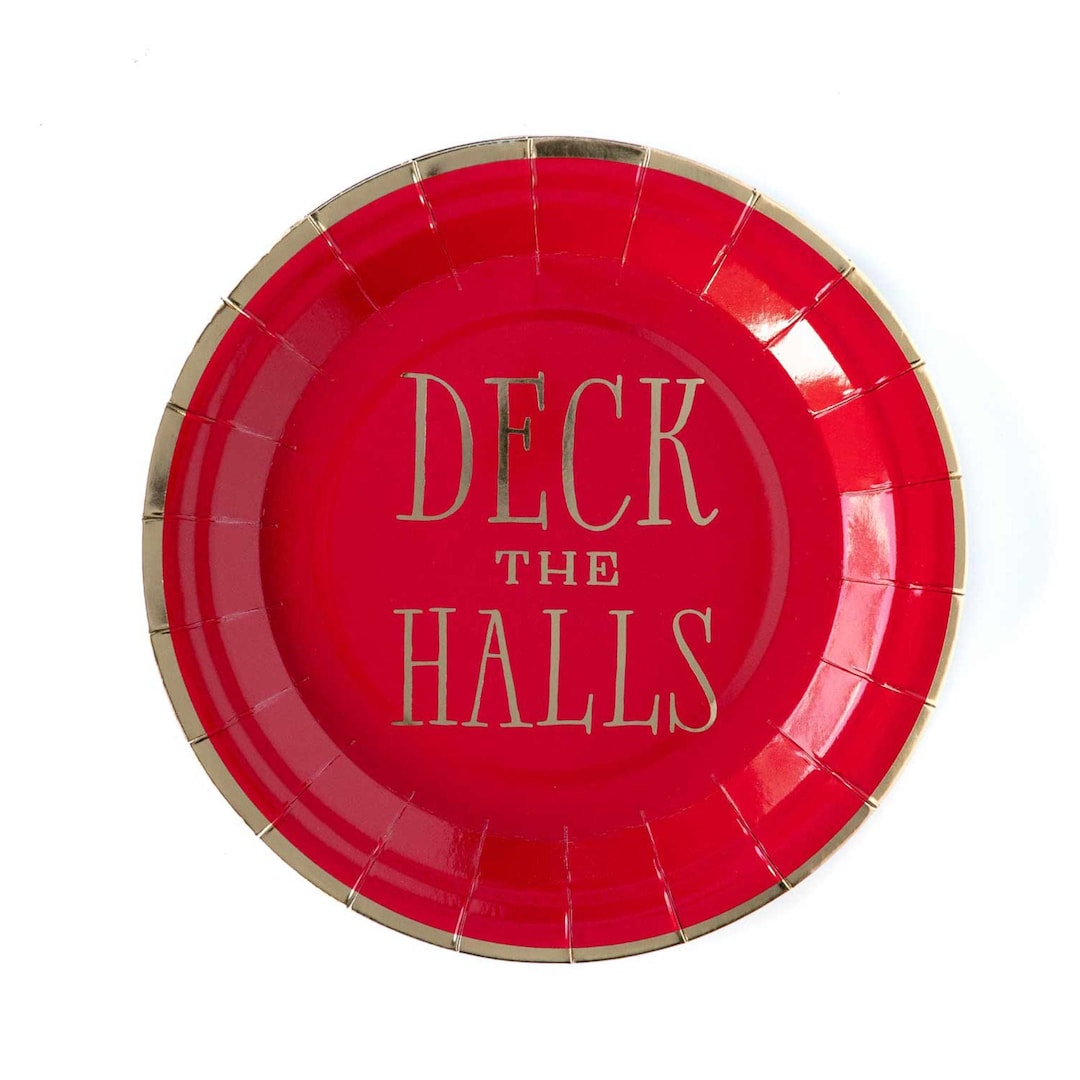 Red Christmas Party Plates, Christmas Paper Plates, Red Holiday Party ...