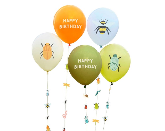 Bug Birthday Balloons With Tails 5ct, Bug Balloons, Insect Balloon, Bug ...