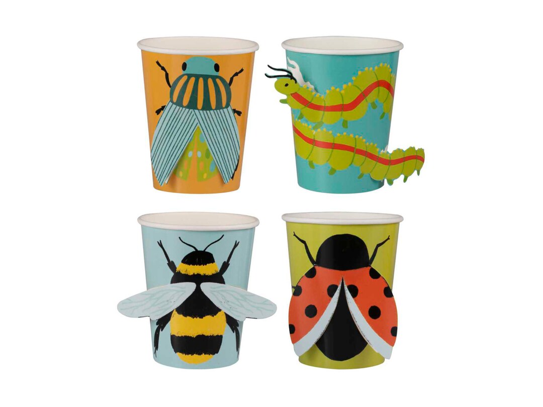 Bug Party Cups 8ct, 3D Bug Cups, Insect Paper Cups, Bug Birthday Cups ...