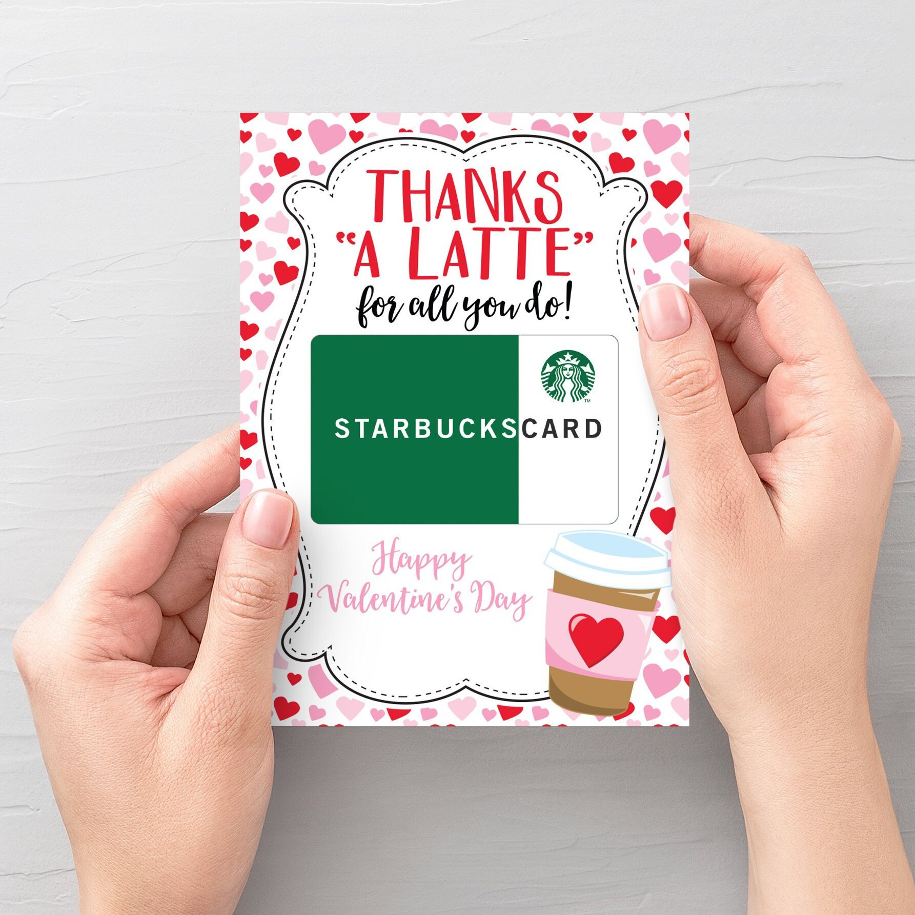 Thanks A Latte Teacher Valentine Card Coffee Valentine Gift | Etsy