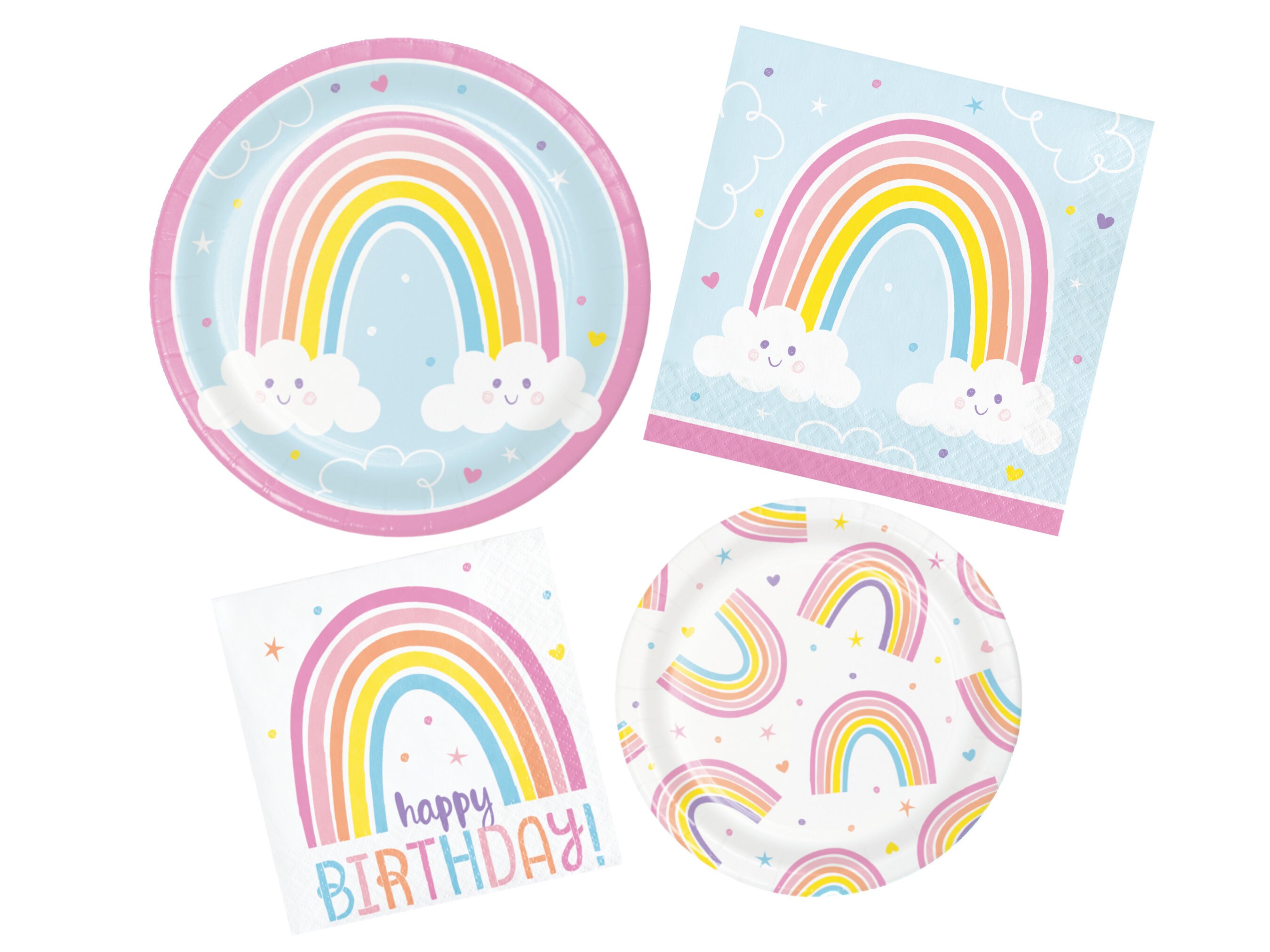 Pastel Rainbow Party Plates 8 Small Rainbow Birthday Plates | Etsy