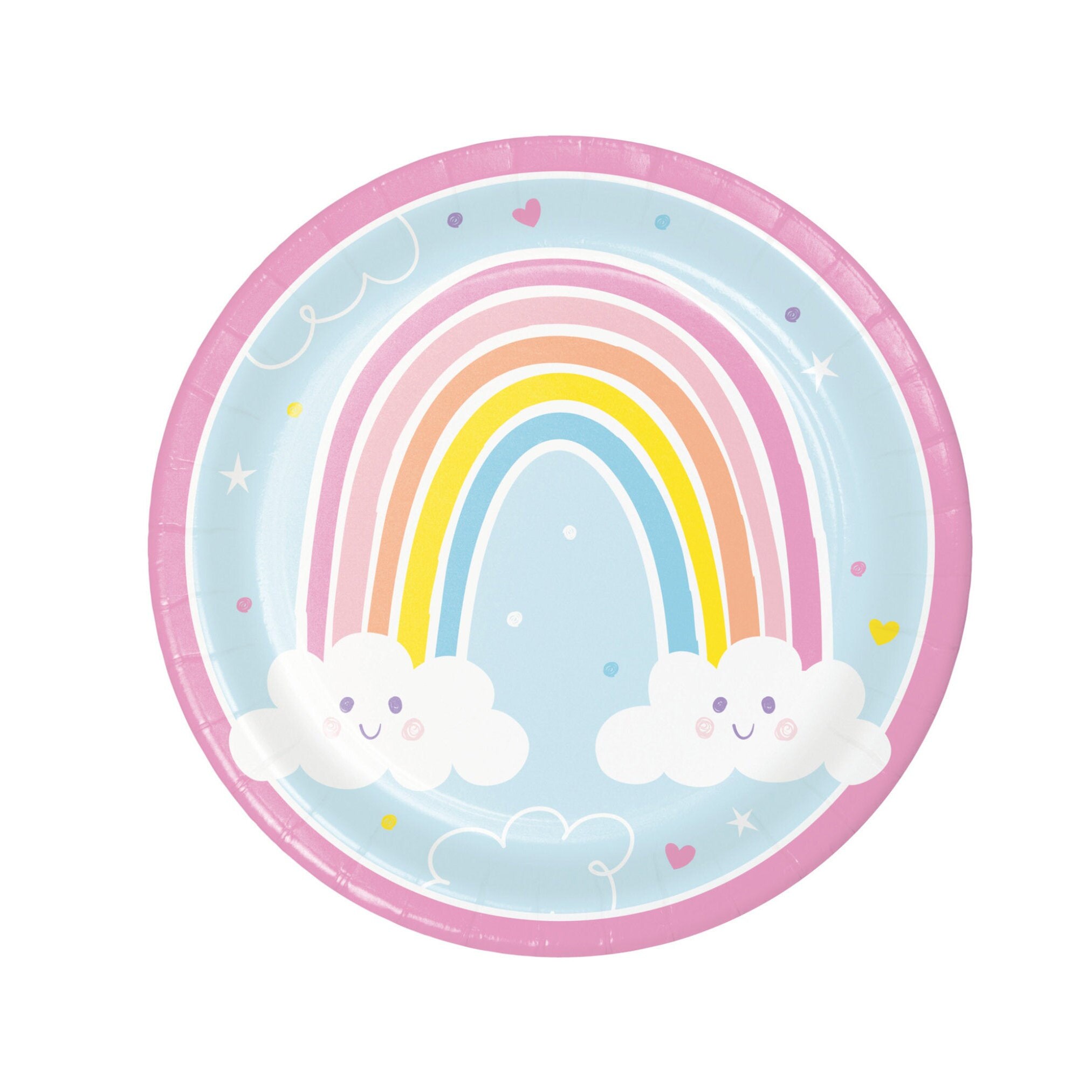 Pastel Rainbow Party Plates 8 Small Rainbow Birthday Plates | Etsy