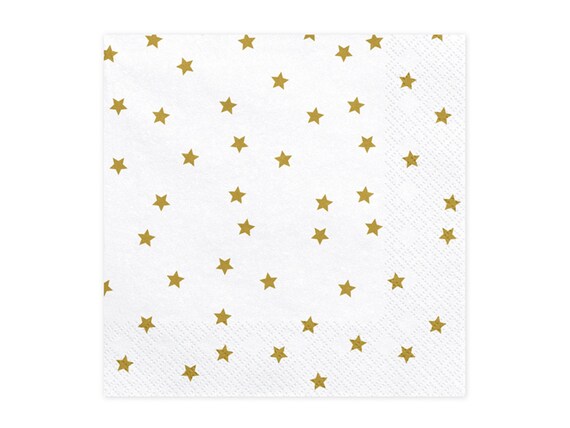 White & Gold Star Napkins 20ct, Star Birthday Napkins, Twinkle Twinkle ...