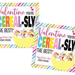 Cereal Valentine's Tags, Cereal Valentines, Printable Valentine Cards ...