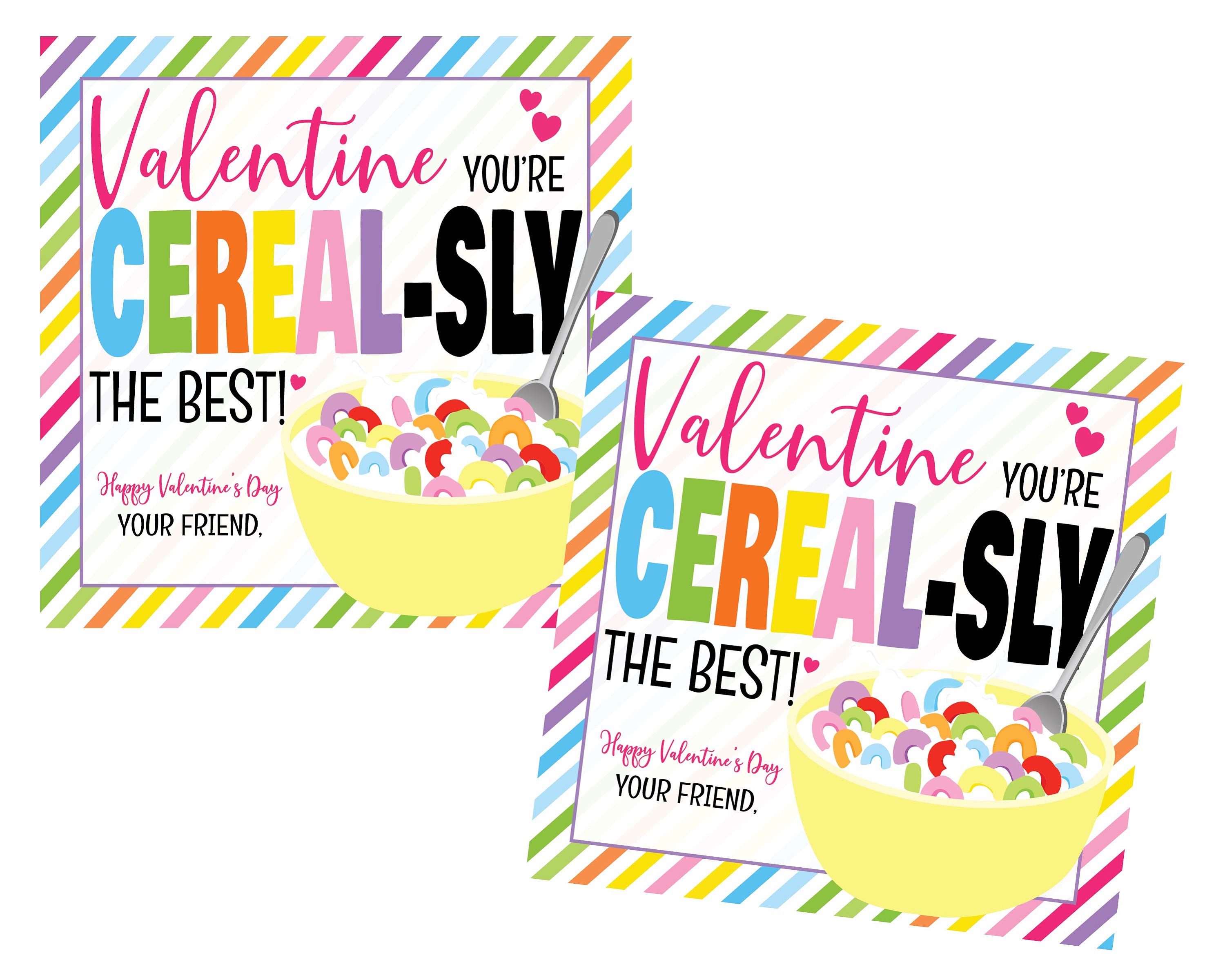 Cereal Valentine's Tags Cereal Valentines Printable - Etsy